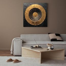 queence Kunstdruck &raquo;Goldener Kreis&laquo; Abstrakt Abstrakte Formen Gem&auml;lde Kunst 1 Stk. tlg. Premium-Leinwandstoff, Handarbeit aus Deutschland gold Canvas,