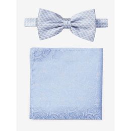 MONTI Herren MONTI Fliege 2 Stk. imit farblich passendem Einstecktuch blau