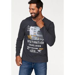 MAN'S WORLD Man's World Herren Langarmshirt &raquo;neue Farbe!&laquo; Langarm, bedruckt, Rundhalsausschnitt, aus 100% Baumwolle blau S (44/46)
