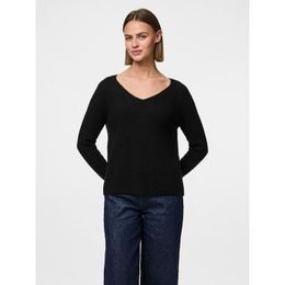 Pieces Damen Pieces V-Ausschnitt-Pullover &raquo;PCELLEN LS V-NECK KNIT NOOS BC&laquo; mit Wolle schwarz XL