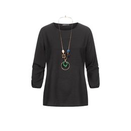CLOUD 5IVE Longsleeve &raquo;Musselin Langarm Bluse inklusive dekorativer Kette&laquo; 1 Stk. black XL XL Vielseitige Kombinationsm&ouml;glichkeiten