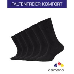 Camano Herren Socken &raquo;ca-soft&laquo; 6 Paar, 6 Paar tlg. mit Komfortbund und gepolsterten Zehen-/Fersenbereich schwarz 27-30