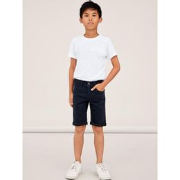 name it Herren Jeansshorts &raquo;NKMSILAS SLIM DNM L SHORT&laquo; Baumwollmischung, Stretch, Umschlagsaum schwarz 98, N-Gr