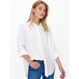 Only Damen Only Longbluse &raquo;ONLTOKYO L/S LINEN BLEND SHIRT&laquo; mit Leinen wei&szlig; S