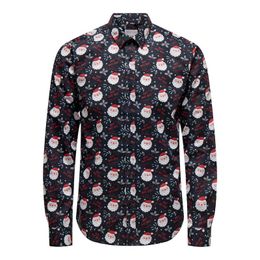 Only & Sons ONLY & SONS Langarmhemd &raquo;ONSALF XMAS AOP SLIM POPLIN LS SHIRT&laquo; Dark Navy L - N-Gr N-Gr L Cooles Hemd von Only & Sons