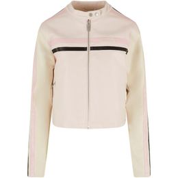 Karl Kani Lederjacke »KW251-037-1 Retro Heart Pu Leather Biker Jacket« 1 Stk. tlg. ohne Kapuze rose/off white L