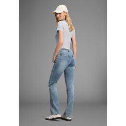 Arizona Gerade Jeans &raquo;Kontrastn&auml;hte&laquo; niedrige Leibh&ouml;he, in 5-Pocket-Form, Used-Look-Waschung dirty blue u 18 - K + L Gr K + L Gr 18 Niedrige...
