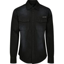 Brandit Langarmhemd &raquo;Herren Hardee Denim Shirt&laquo; 1 Stk. Schwarz 5XL - US-Gr&ouml;&szlig;en US-Gr&ouml;&szlig;en 5XL Langarmhemden f&uuml;r vielseitige Outfit-Optionen