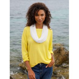 Rundhalspullover Heine "Pullover", Damen, Gr. 48, limone, 100% Baumwolle, unifarben, Pullover Rundhalspullover