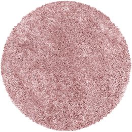 Hochflor-Teppich Ayyildiz Teppiche "SYDNEY 3000", rosa (rosé), H:30mm Ø:200cm, Polypropylen (PP), Teppiche, Shaggy, Langflor, uni, auch rechteckig, Wohnzimmer