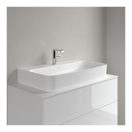 Villeroy & Boch Villeroy und Boch Finion Waschtisch 41688CRW 800 x 470 x 165 mm, mit verdecktem Überlauf, Unterseite geschliffen, Stone White CeramicPlus