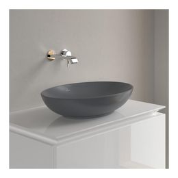 Villeroy & Boch Villeroy und Boch Loop & friends Aufsatz-Waschtisch 4A4700i4 56x38cm, oval, ohne Hahnlochbank, mit &Uuml;berlauf, graphite CeramicPlus