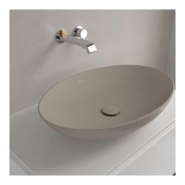 Villeroy & Boch Villeroy und Boch Loop & friends Aufsatz-Waschtisch 4A4800AM 62x42cm, oval, ohne Hahnlochbank, mit &Uuml;berlauf, almond CeramicPlus