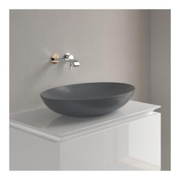 Villeroy & Boch Villeroy und Boch Loop & friends Aufsatz-Waschtisch 4A4801i4 62x42cm, oval, ohne Hahnlochbank, ohne &Uuml;berlauf, graphite CeramicPlus