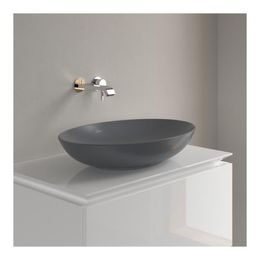 Villeroy & Boch Villeroy und Boch Loop & friends Aufsatz-Waschtisch 4A4800i4 62x42cm, oval, ohne Hahnlochbank, mit &Uuml;berlauf, graphite C-plus