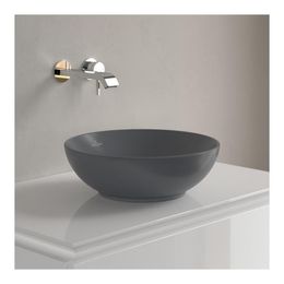Villeroy & Boch Villeroy und Boch Loop & friends Aufsatz-Waschtisch 4A4500i4 &Oslash; 38cm, ohne Hahnlochbank, mit &Uuml;berlauf, graphite CeramicPlus