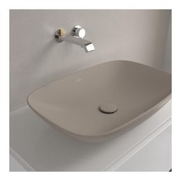 Villeroy & Boch Villeroy und Boch Loop & friends Aufsatz-Waschtisch 4A5000AM 62x42cm, ohne Hahnlochbank, mit &Uuml;berlauf, almond CeramicPlus
