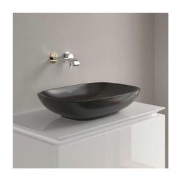 Villeroy & Boch Villeroy und Boch Loop & friends Aufsatz-Waschtisch 4A4900i4 56x38cm, ohne Hahnlochbank, mit &Uuml;berlauf, graphite CeramicPlus