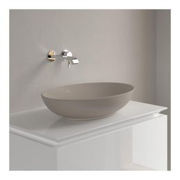 Villeroy & Boch Villeroy und Boch Loop & friends Aufsatz-Waschtisch 4A4700AM 56x38cm, oval, ohne Hahnlochbank, mit &Uuml;berlauf, almond CeramicPlus
