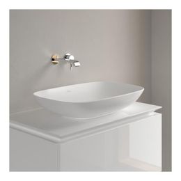 Villeroy & Boch Villeroy und Boch Loop & friends Aufsatz-Waschtisch 4A5000RW 62x42cm, ohne Hahnlochbank, mit &Uuml;berlauf, Stone White C-plus