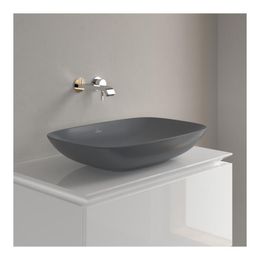 Villeroy & Boch Villeroy und Boch Loop & friends Aufsatz-Waschtisch 4A5000i4 62x42cm, ohne Hahnlochbank, mit &Uuml;berlauf, graphite C-plus
