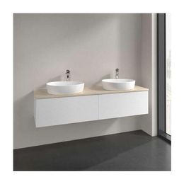 Villeroy & Boch Villeroy und Boch Antao Waschtisch-Unterschrank L39153MT mit Beleuchtung, 2 Ausz&uuml;ge, 1600 x 360 x 500 mm, Front mit Struktur, White Matt Lacquer / Botticino