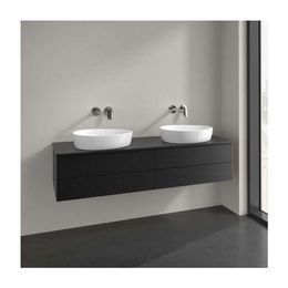 Villeroy & Boch Villeroy und Boch Antao Waschtisch-Unterschrank L28150PD mit Beleuchtung, 4 Ausz&uuml;ge, 1600 x 360 x 500 mm, Front mit Struktur, Black Matt Lacquer / Black Matt Lacquer
