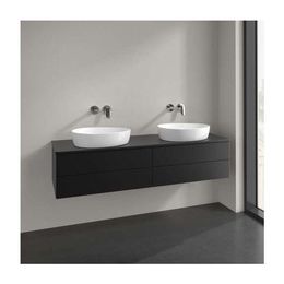 Villeroy & Boch Villeroy und Boch Antao Waschtisch-Unterschrank L28050PD mit Beleuchtung, 4 Ausz&uuml;ge, 1600 x 360 x 500 mm, Front ohne Struktur, Black Matt Lacquer / Black Matt Lacquer