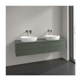 Villeroy & Boch Villeroy und Boch Antao Waschtisch-Unterschrank L28150HL mit Beleuchtung, 4 Ausz&uuml;ge, 1600 x 360 x 500 mm, Front mit Struktur, Leaf Green Matt Lacquer / Leaf Green Matt Lacquer