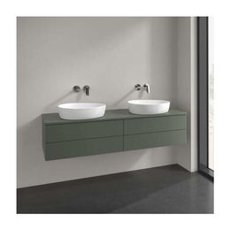 Villeroy & Boch Villeroy und Boch Antao Waschtisch-Unterschrank L28050HL mit Beleuchtung, 4 Ausz&uuml;ge, 1600 x 360 x 500 mm, Front ohne Struktur, Leaf Green Matt Lacquer / Leaf Green Matt Lacquer