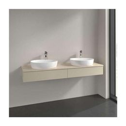 Villeroy & Boch Villeroy und Boch Antao Waschtisch-Unterschrank L17153HJ mit Beleuchtung, 2 Ausz&uuml;ge, 1600 x 190 x 500 mm, Front mit Struktur, Silk Grey Matt Lacquer / Botticino