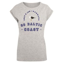 F4NT4STIC Extended Shoulder T-Shirt M&ouml;we Knut & Jan Hamburg in grau meliert | Gr.: 4XL