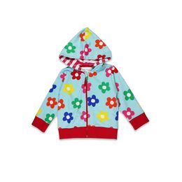 Toby tiger Sweatjacke mit Regenbogenblumen Print in blau | Gr.: 92