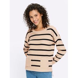 Heine Strickpullover in sand-schwarz-gestreift | Gr.: 46