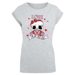 F4NT4STIC Extended Shoulder T-Shirt Anti Valentinstag LOVE is in the air in grau meliert | Gr.: S