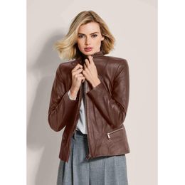 Madeleine Mode MADELEINE Kurzjacke aus Leder mit Taschen in espresso | Gr.: 34