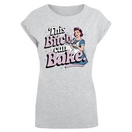 F4NT4STIC T-Shirt Vintage Pin Up B&auml;ckerin in grau meliert | Gr.: 4XL