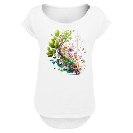 F4NT4STIC Long Cut T-Shirt Baum mit Blumen in wei&szlig; | Gr.: S