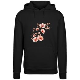 F4NT4STIC Hoodie Rosa Blumenzweig 3D in schwarz | Gr.: L