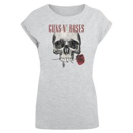 F4NT4STIC Short Sleeve T-Shirt Guns 'n' Roses Flower Skull Rock Musik Band in grau meliert | Gr.: S