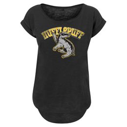 F4NT4STIC Long Cut T-Shirt Harry Potter Hufflepuff Sport Emblem in schwarz | Gr.: M