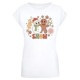 F4NT4STIC T-Shirt Let It Snow Weihnachten Gingerbread in wei&szlig; | Gr.: L