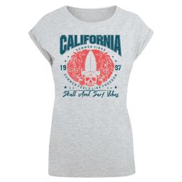 F4NT4STIC Extended Shoulder T-Shirt California skull summer vibes in grau meliert | Gr.: XS