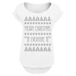 F4NT4STIC Long Cut T-Shirt Merry Christmas Everyone Weihnachten in wei&szlig; | Gr.: S