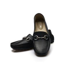 LANDS' END Horsebit Mokassins aus Leder, Damen,  Schwarz, Leder, by Lands' End