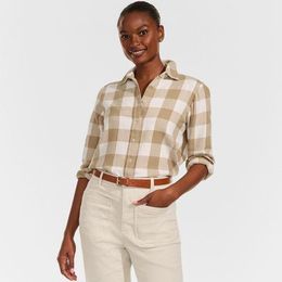 LANDS' END Boyfriend-Bluse aus Flanell, Damen,  Beige, Baumwolle, by Lands' End