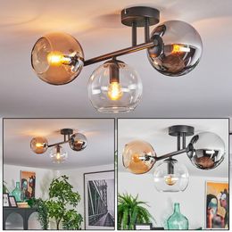 hofstein Koyoto Deckenleuchte Glas 15 cm Bernsteinfarben, Chrom, Klar, Rauchfarben, 3-flammig