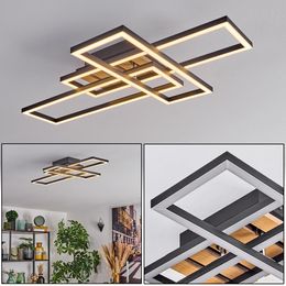 hofstein Donik Deckenleuchte LED Chrom, Holzoptik, Schwarz, 1-flammig