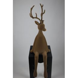 Weihnachtsfigur AM Design "Rentier sitzend mit samtweichem Flock", braun, B:28cm H:93cm T:28cm, Kunststoff, Dekofiguren