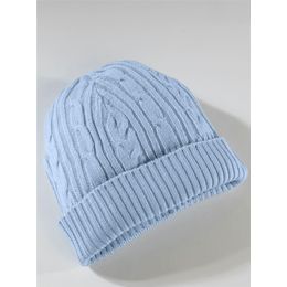 Strickmütze Classic Basics, Damen, blau (eisblau), Kunstfaser, Mützen Strickmütze